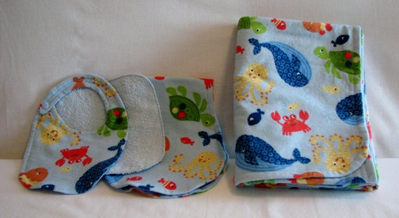 Baby Gift Set Assorted Receiving Blanket Bib Burp - Etsy