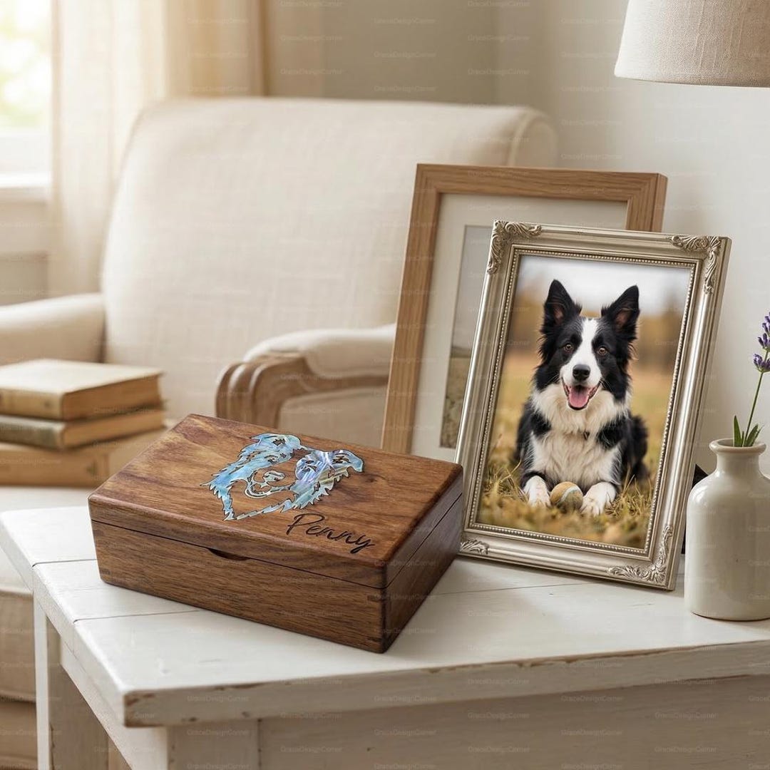 Personalized Wooden Dog Ashes Box With Name | Custom Pet Urn With ...