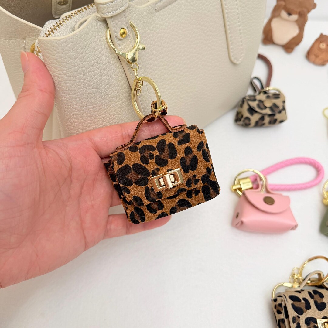 Custom Name Mini Leopard Print Bag Charms, Tiny Purse Charm for ...