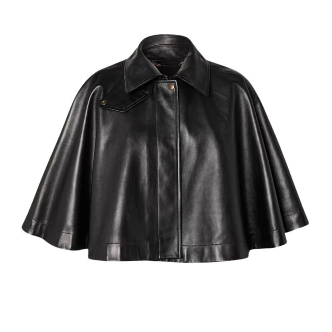 Women Button Leather Poncho | Luxury Leather Wrap | Craftzel Handmade ...