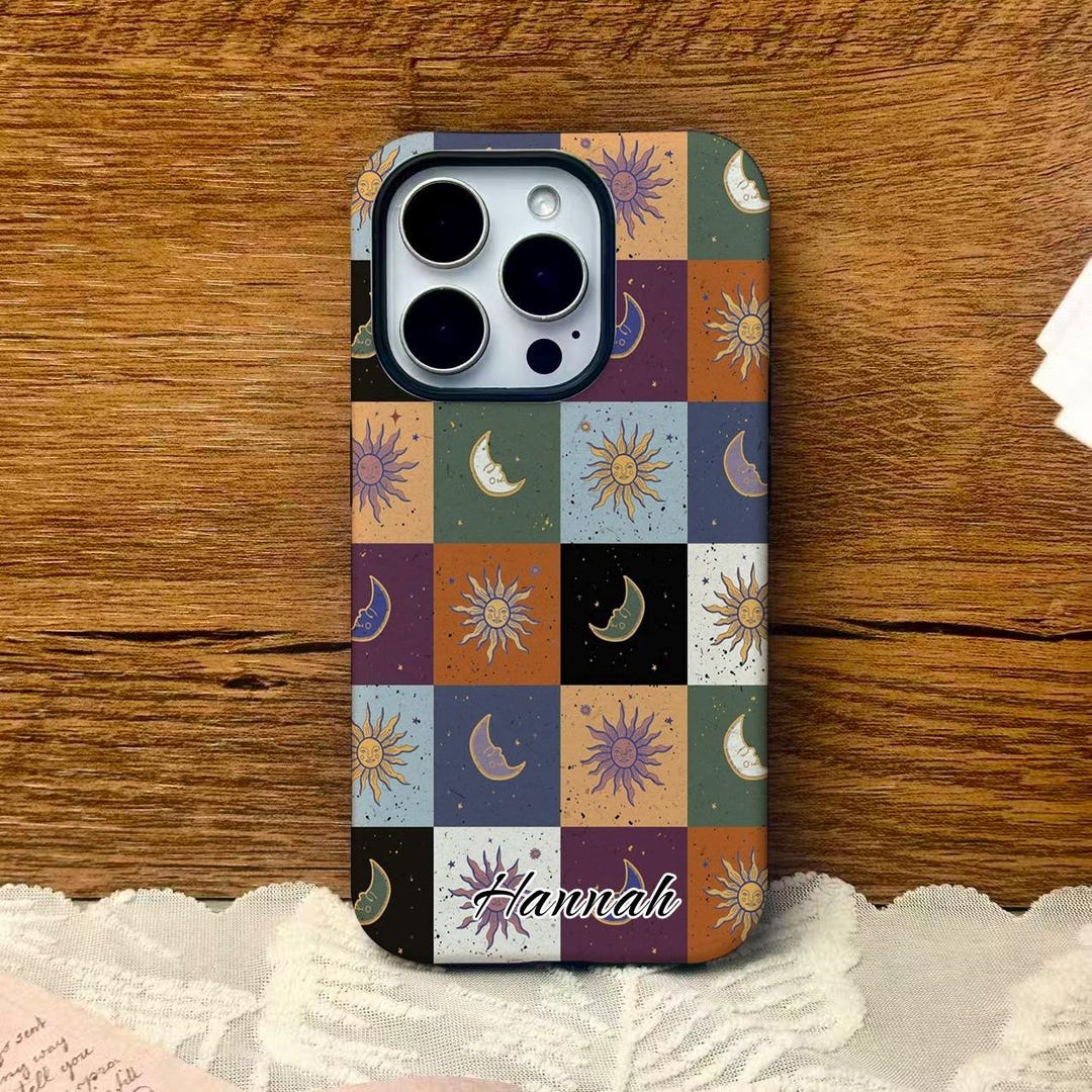 Celestial Sun & Moon iPhone Case: Vintage Mosaic Design, Tough Cover - Etsy