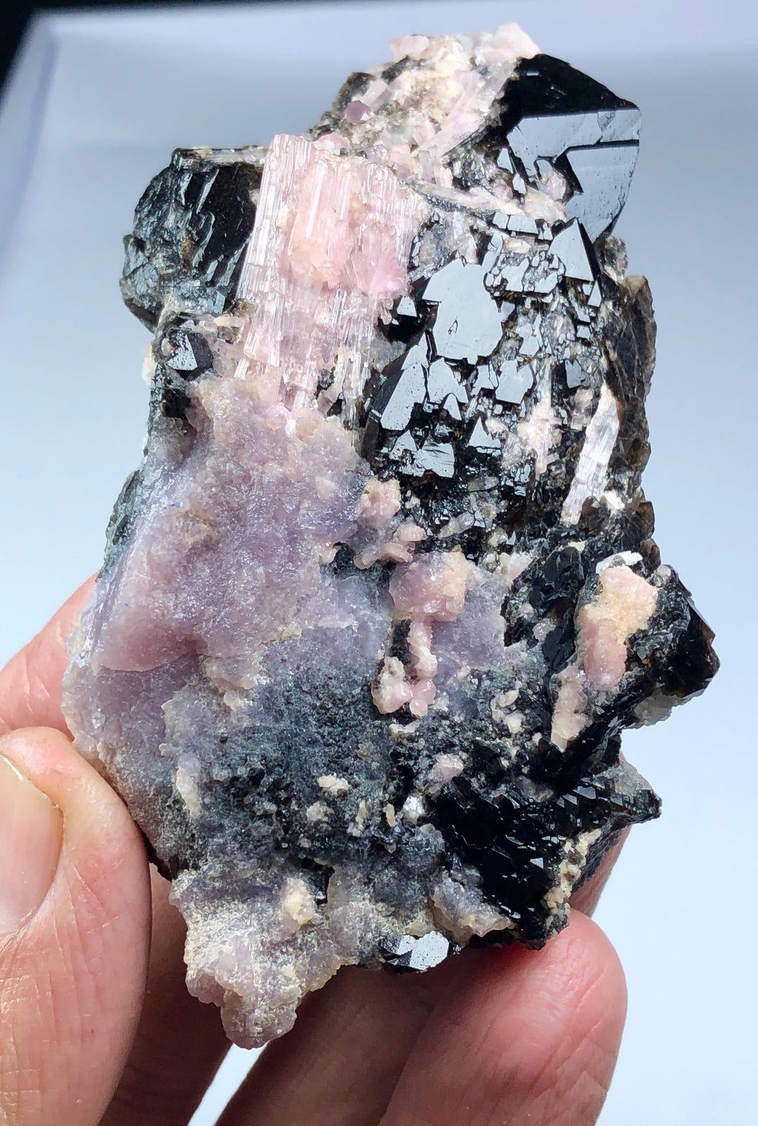Pink Tourmaline With Black Elestial Smoky Quartz - Etsy