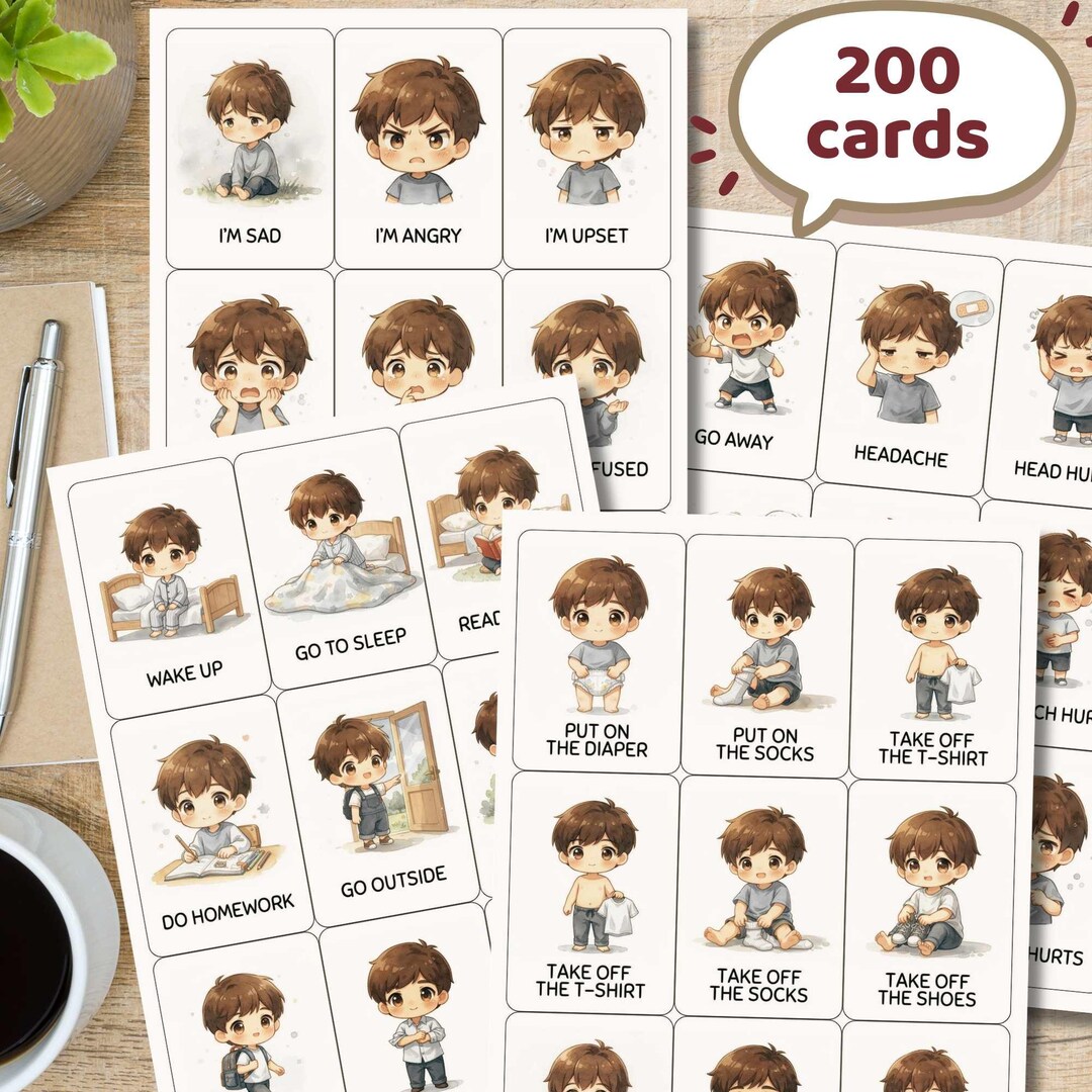 Autism Communication Cards: Daily Routine, Emotions, Food PECS (PDF ...