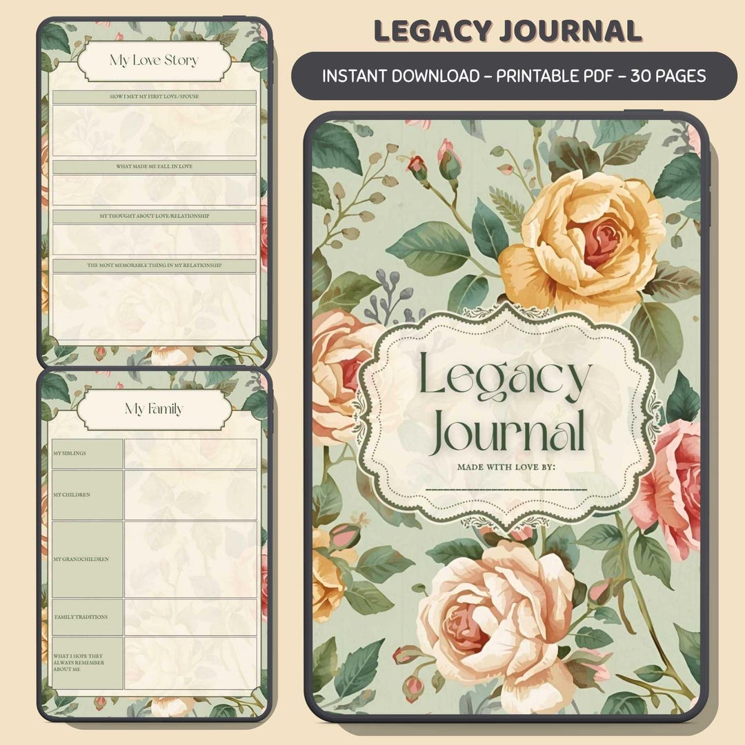 Guided Legacy Journal Prompts Printable: Family Memory Keepsake Self ...