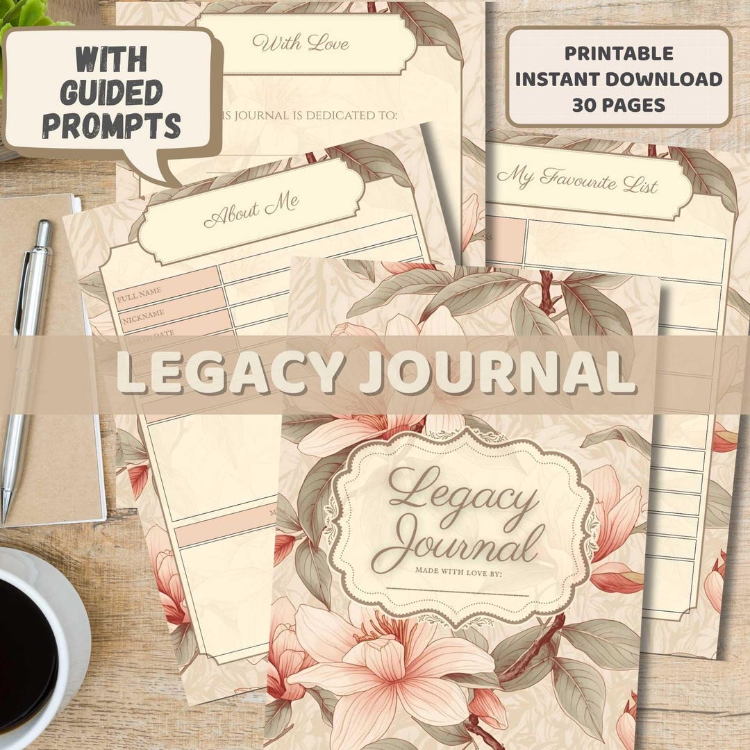 Family Legacy Journal Printable: Memory Keepsake, Heirloom Letter ...