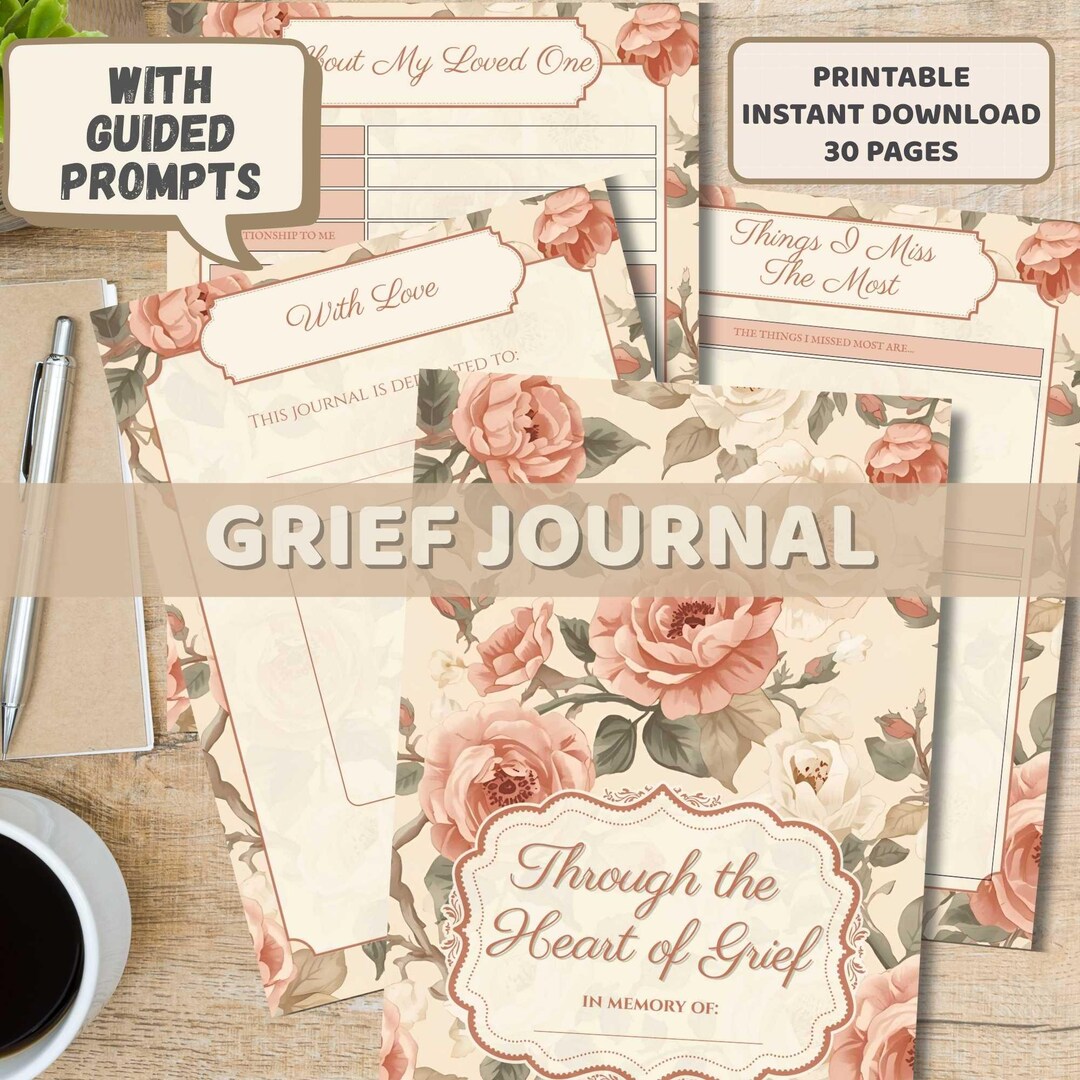 Guided Grief Journal Printable With Prompts: 30-page Memorial Memory ...