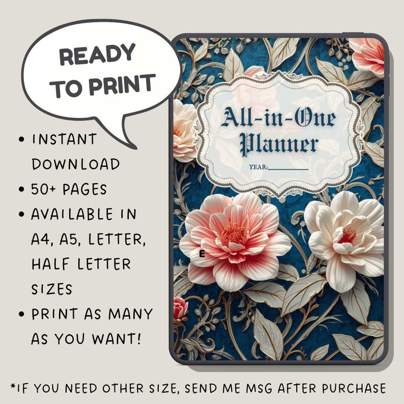 Ultimate Life Planner Printable, ADHD Organizer, Vintage Floral (PDF ...