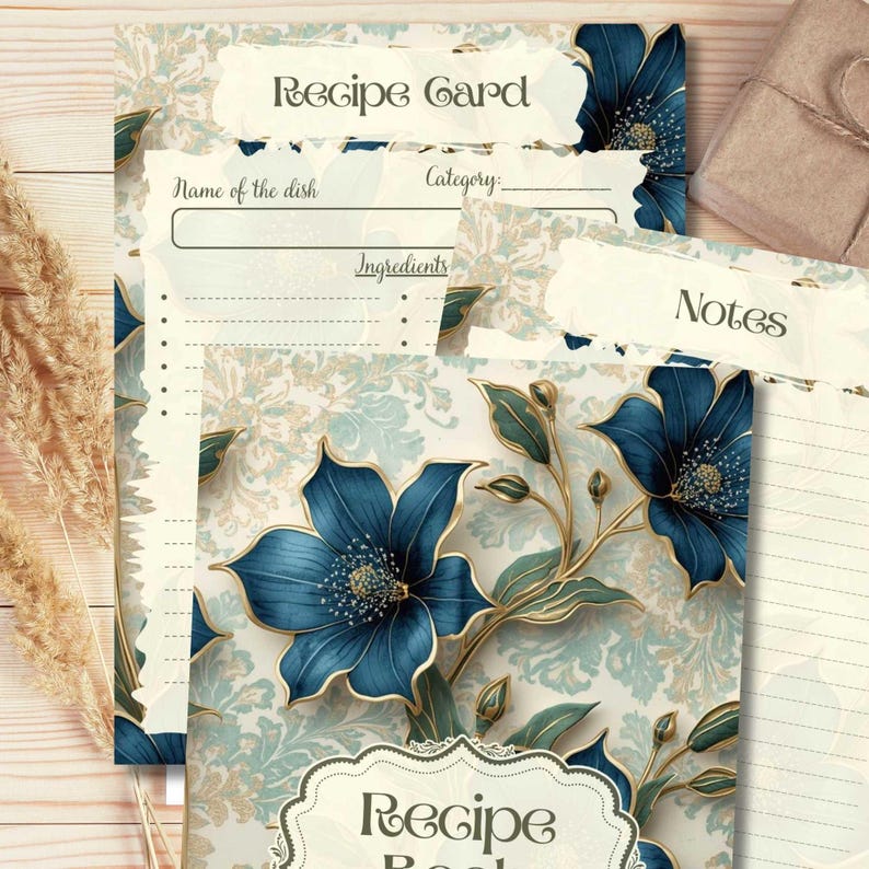 Recipe Book Binder Printable: Blank Family Recipes Cookbook DIY Kitchen ...