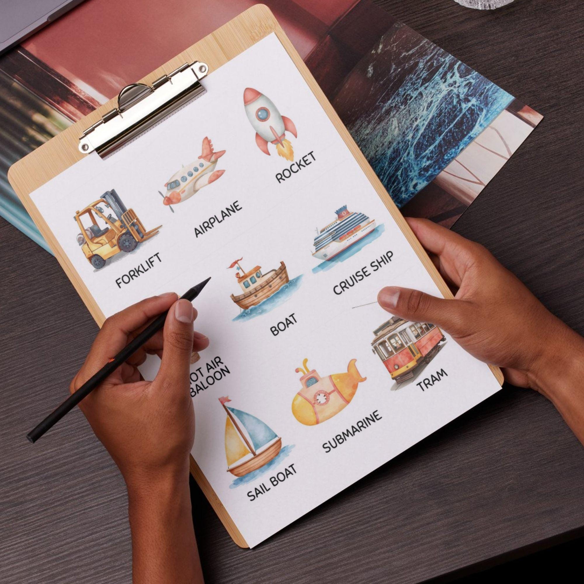 Printable Vehicle Flash Cards: Speech Therapy Montessori Learning for ...