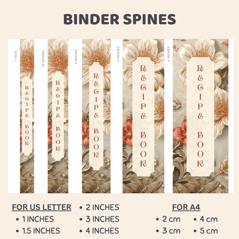 Printable Recipe Binder Dividers Bundle: Orange Floral Kitchen Cookbook ...