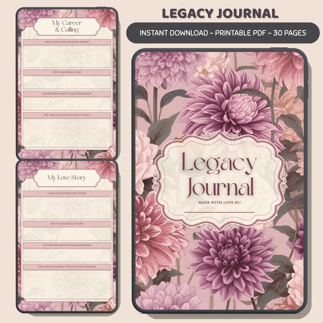 Printable Legacy Journal: Family Memory Keepsake, Guided Prompts (PDF ...