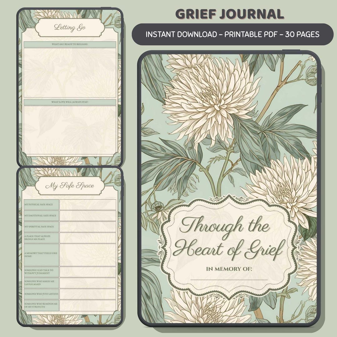Grief Journal Printable With Guided Prompts: 30-page Family Memorial ...