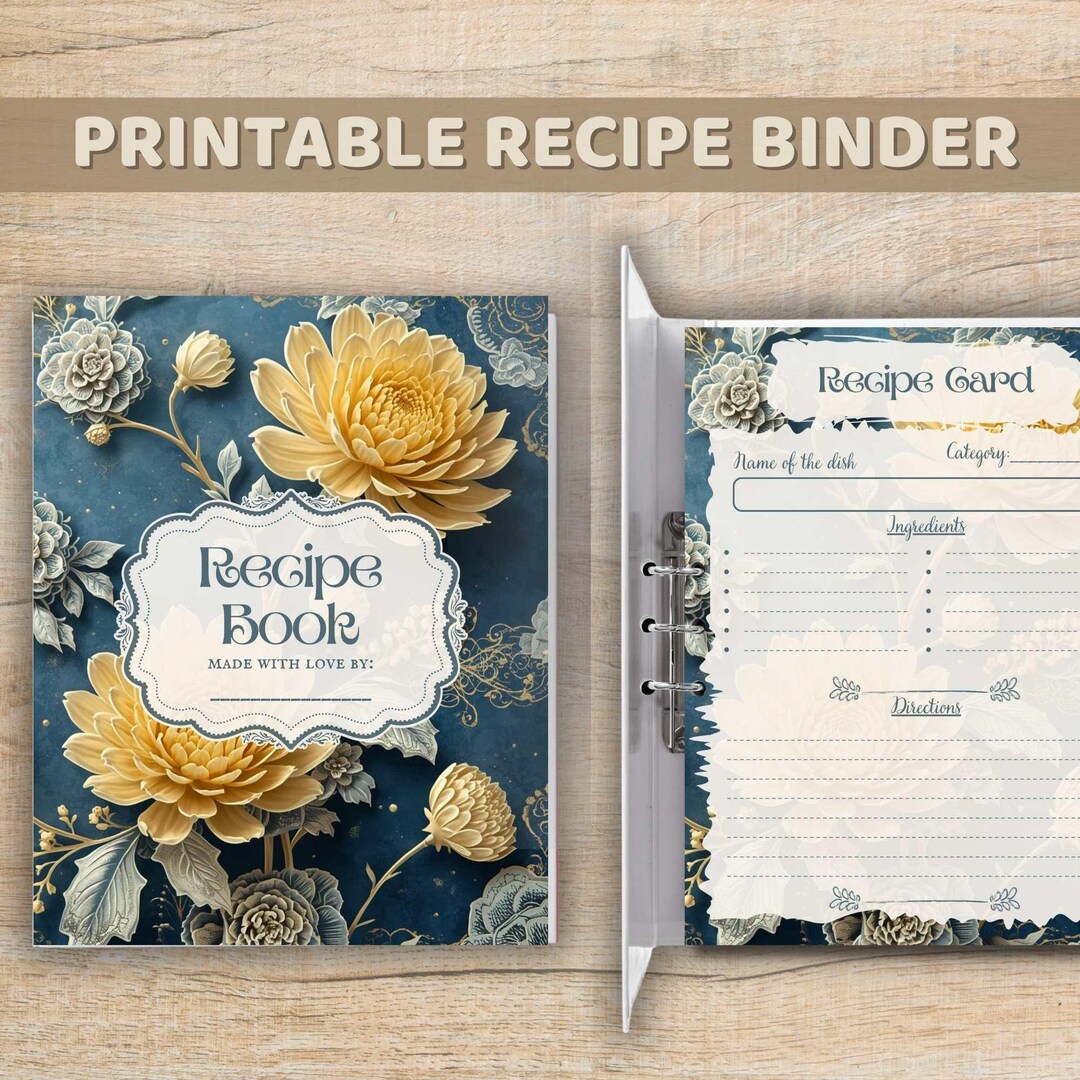 Printable Recipe Book Binder: DIY Family Cookbook Organizer (digital ...