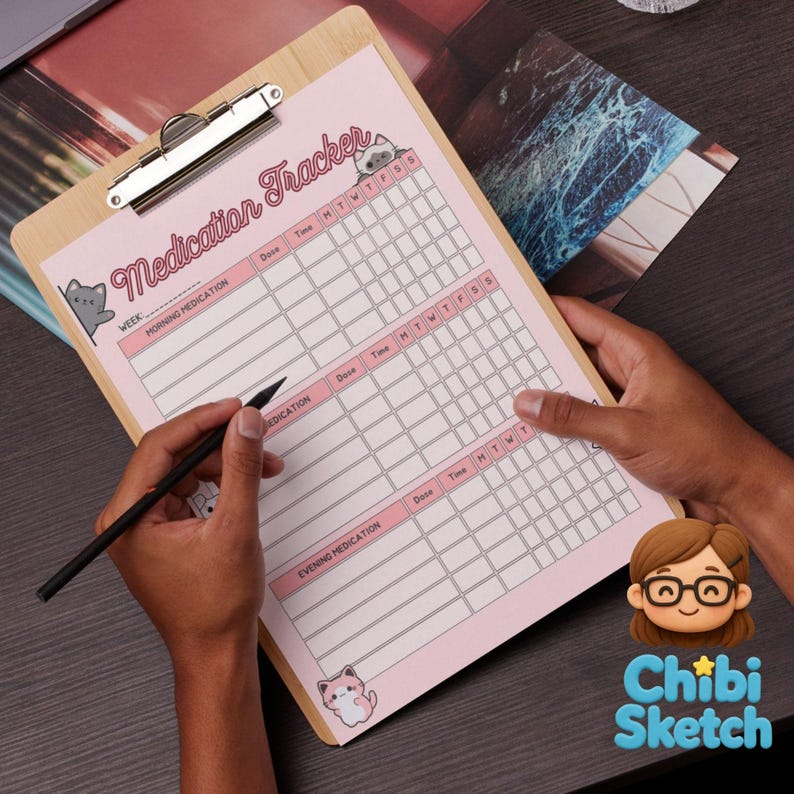 Kawaii Pastel Pink Medication Tracker & Log (PDF Printable) - Etsy