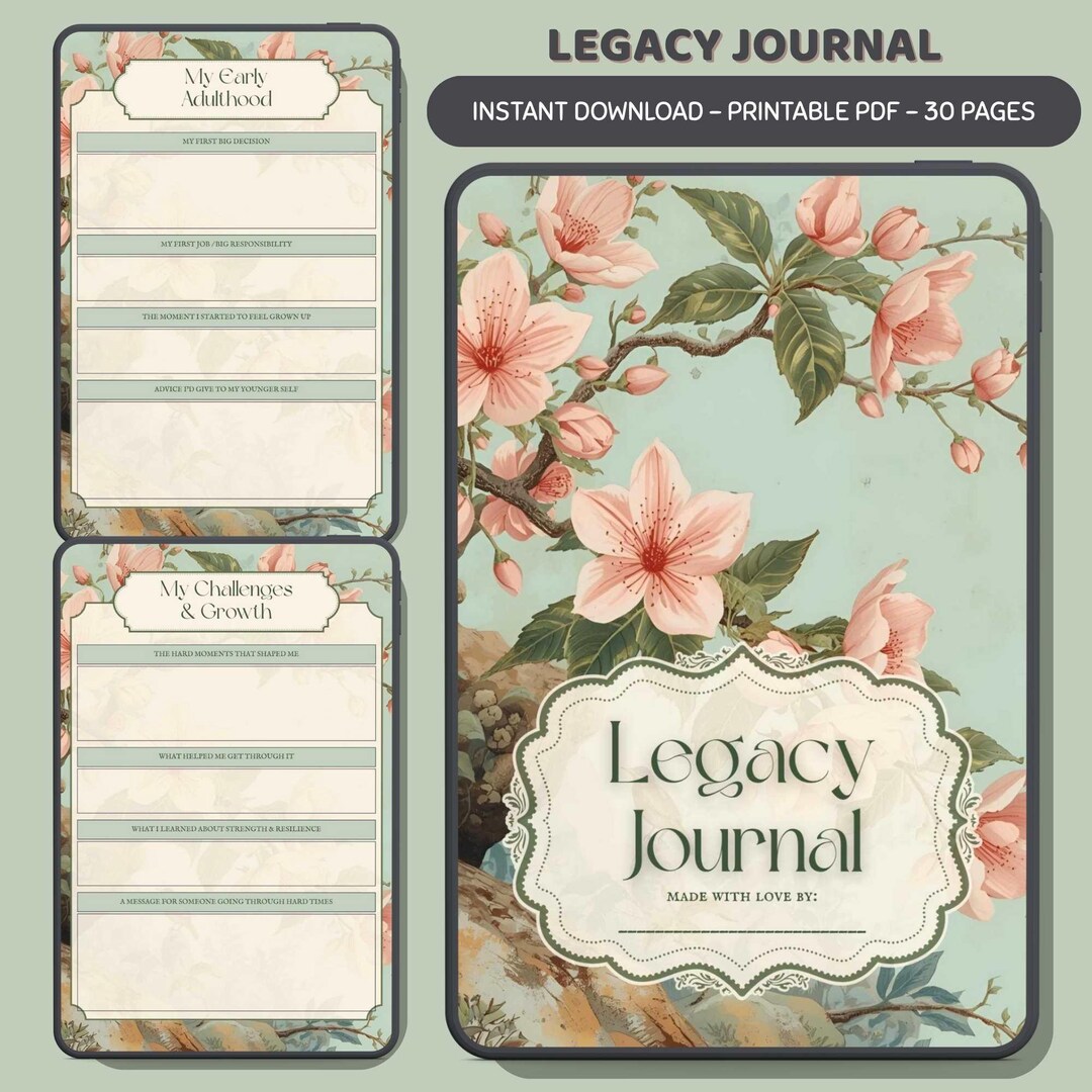 Guided Legacy Journal Printable With Prompts: Memory Keepsake, Parent ...