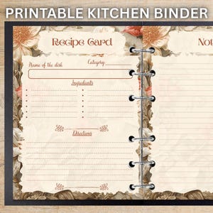 Printable Recipe Binder Dividers Bundle: Orange Floral Kitchen Cookbook ...