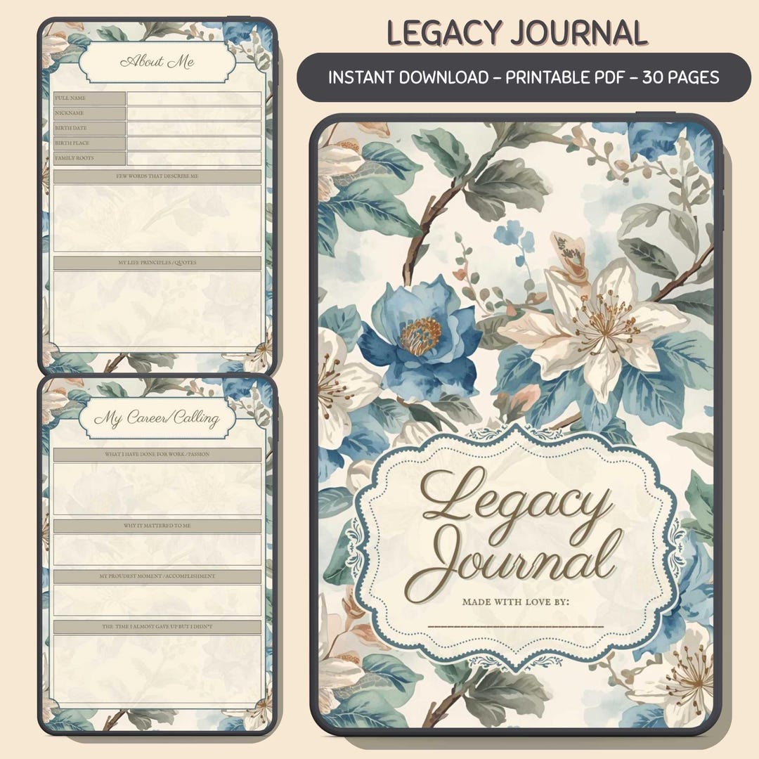 Family Legacy Journal Printable: Memory Keepsake, Heirloom Letter (PDF ...