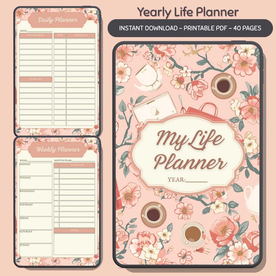 Printable 2026 Life Planner Bundle 40 Pages: Yearly Productivity ...