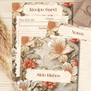 Printable Recipe Binder Dividers Bundle: Orange Floral Kitchen Cookbook ...