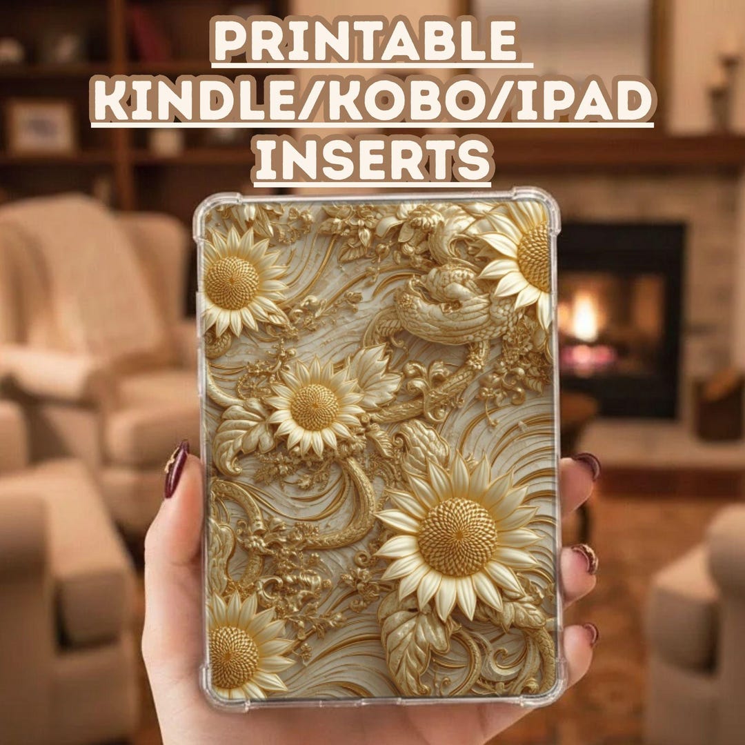 Printable Ereader Insert: Gold Sunflowers Kindle, Kobo, iPad for ...
