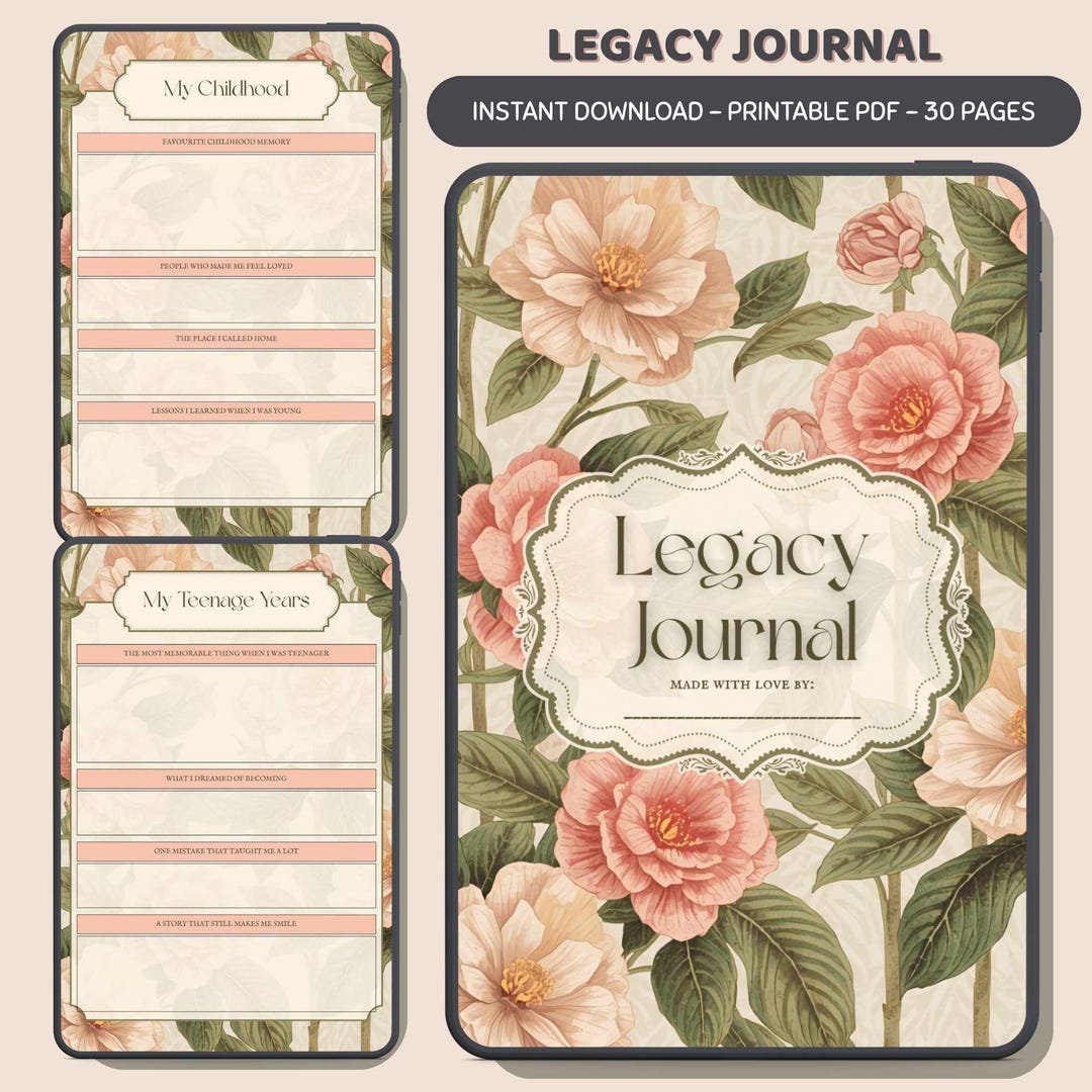 Family Legacy Journal Printable: Memory Keepsake, Heirloom Letter for ...