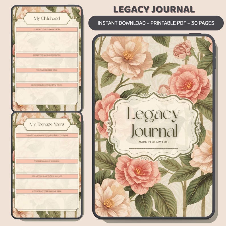 Family Legacy Journal Printable: Memory Keepsake, Heirloom Letter for ...