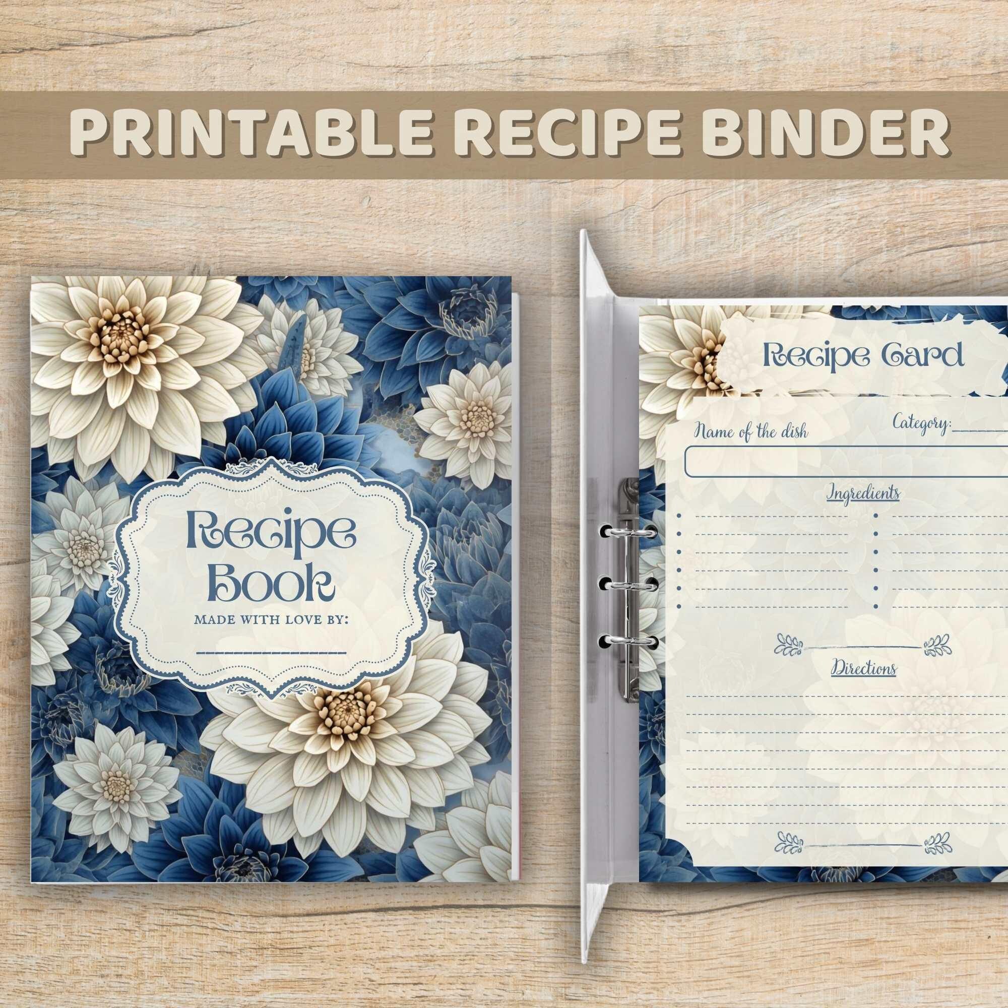 Printable Recipe Book Binder: DIY Family Cookbook Organizer (digital ...
