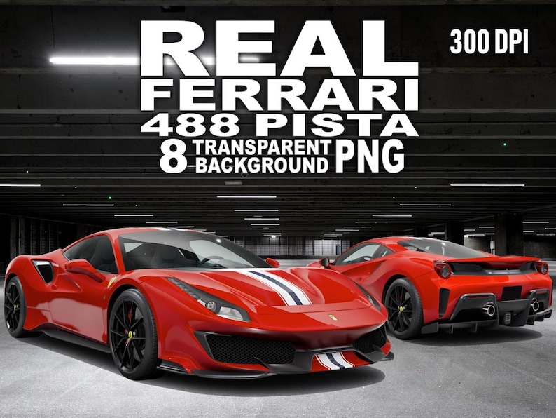 Ferrari 488 Pista Transparent PNG Set High Quality 2K 300 DPI Real Car ...