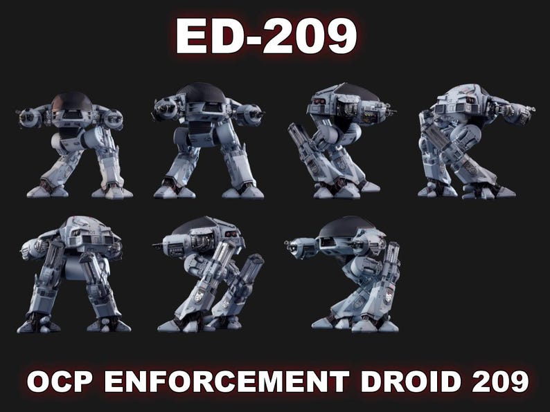 Robocop PNG Bundle | ED-209 Robot Clipart | 80s Sci-fi Pngs | Cyberpunk ...