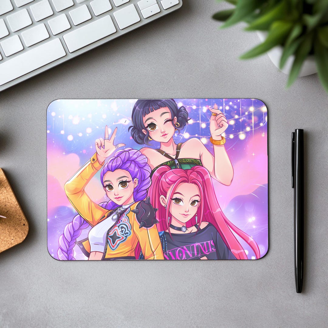 K-pop Demon Hunters Mouse Pad, Personalised Anime Desk Mat, Kpop Gamer ...