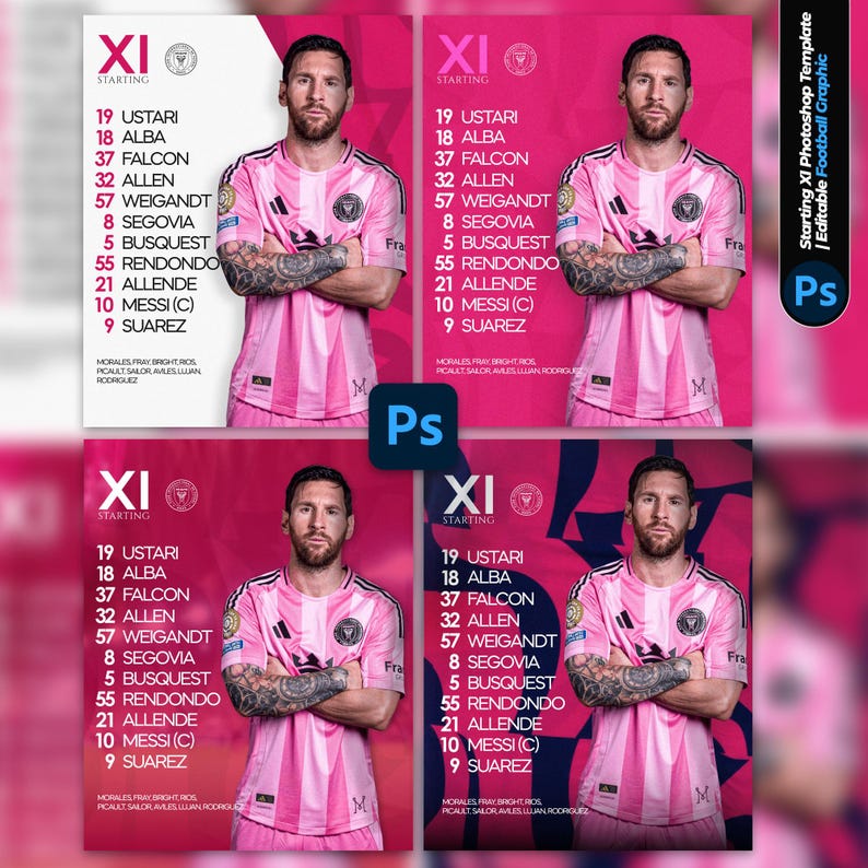 Editable Football / Soccer Lineup PSD Template – Starting XI Graphic ...