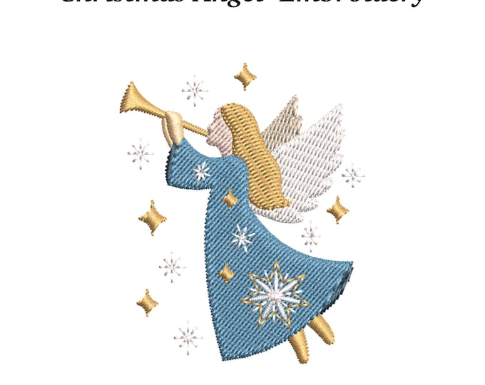 Christmas Angel Trumpet Embroidery Design - Holiday Angel - EMB ...