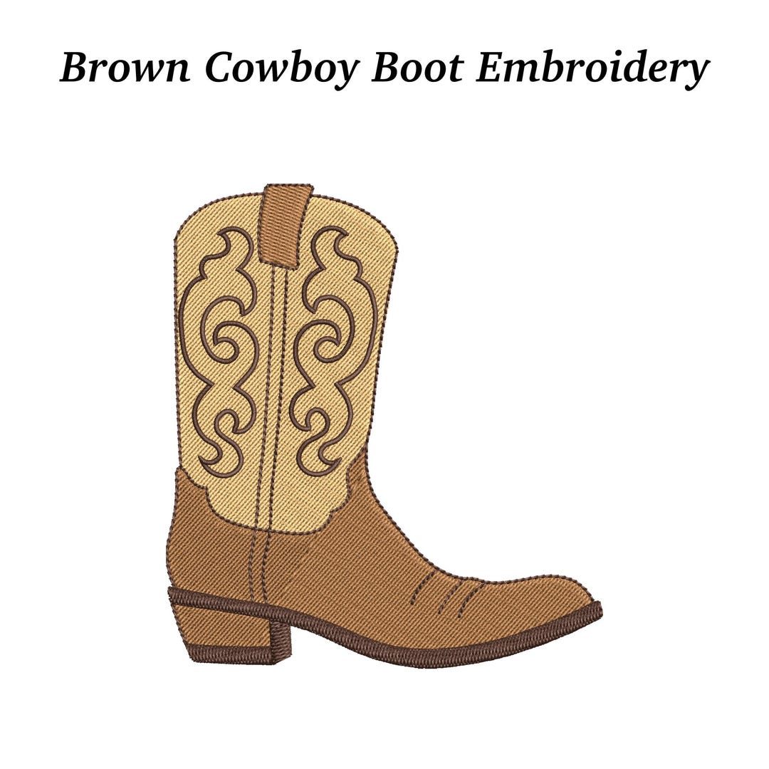 Brown Cowboy Boot Embroidery Design – Western Rodeo Stitch (EMB ...
