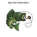 Bass Fish Embroidery Design: Angler Gift, Lake Wildlife (instant ...