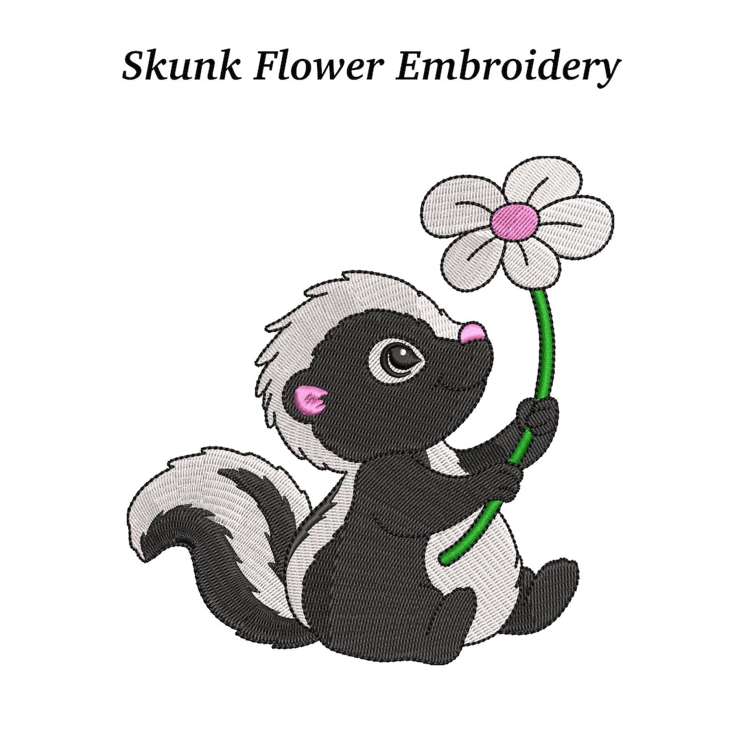 Cute Skunk Flower Embroidery Design | Daisy Skunk | Woodland Animal ...