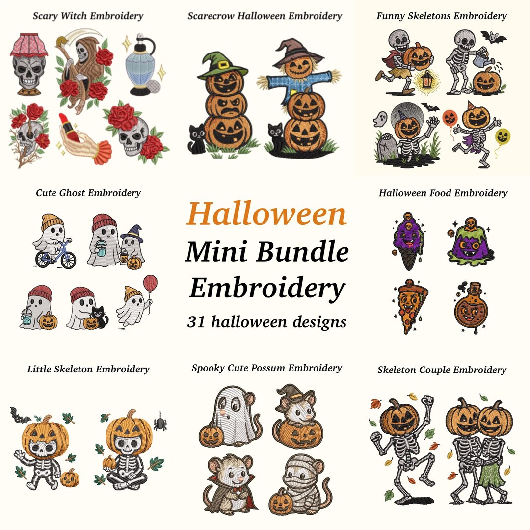 Halloween Mini Bundle Embroidery - Embroidery Designs - EMB File ...