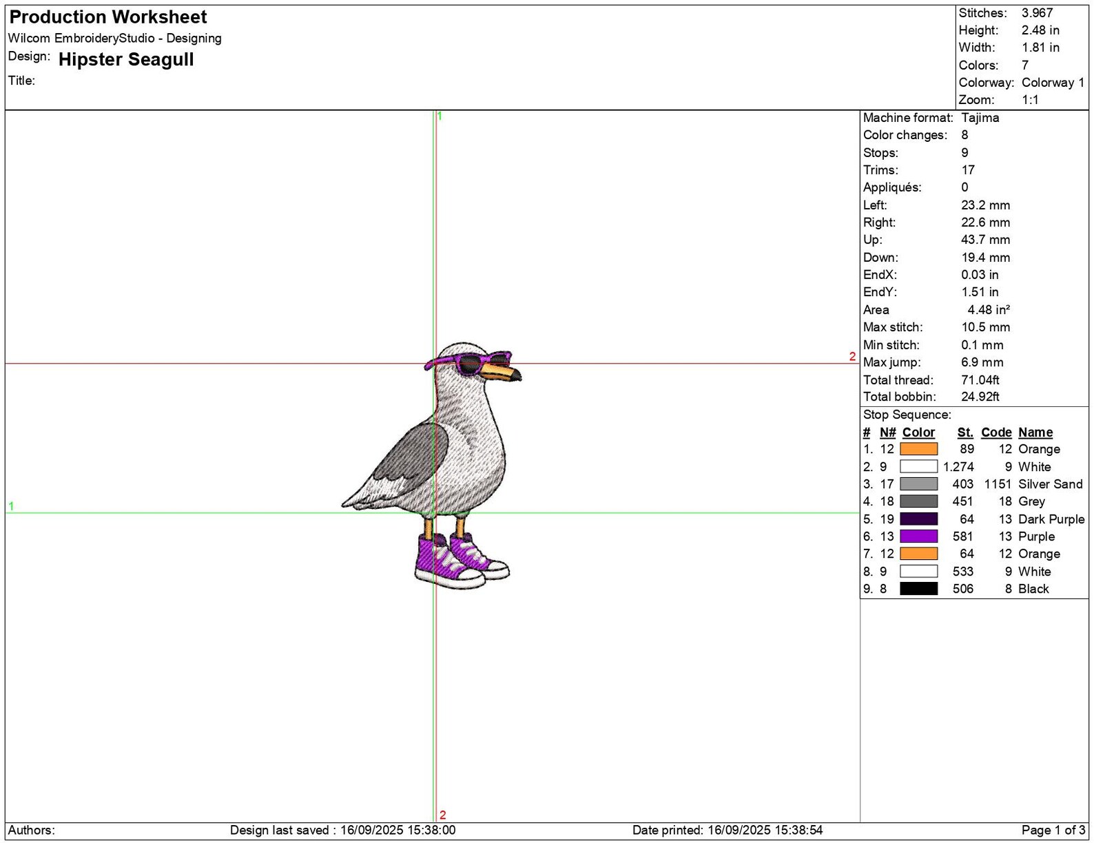 Hipster Seagull Embroidery Design - Cool Seagull in Sneakers - EMB File ...