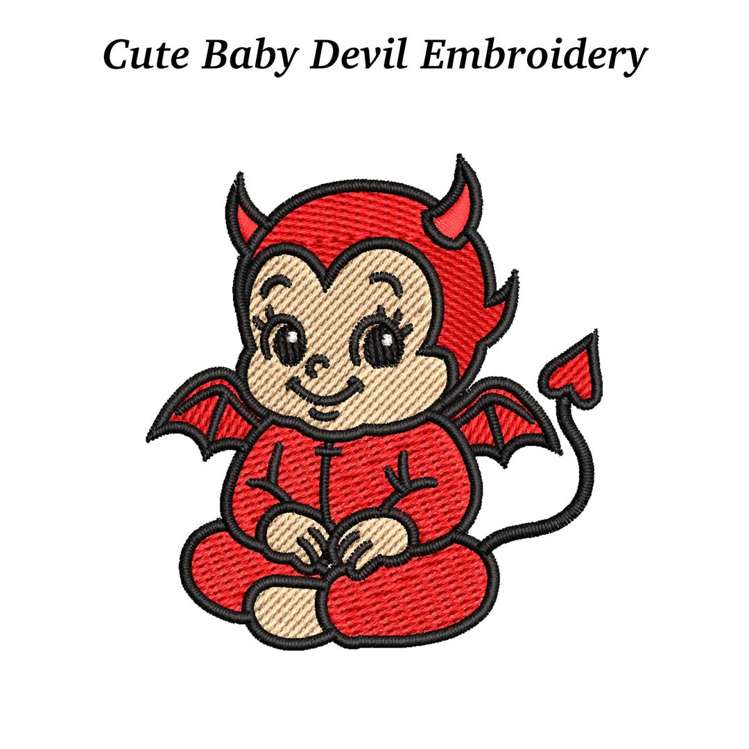 Cute Baby Devil Embroidery Design, Funny Halloween Machine Embroidery ...
