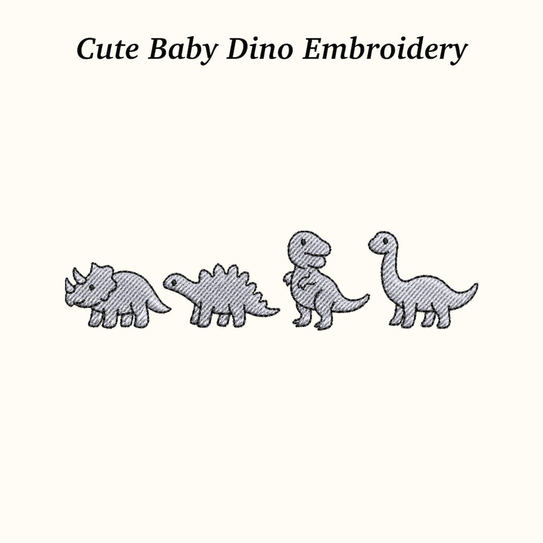 Baby Dino Embroidery Design: Minimalist Dinosaur Set (EMB File) - Etsy