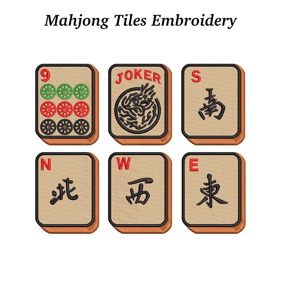 Mahjong Tiles Embroidery Design, Lucky Asian Symbol (EMB Included) - Etsy
