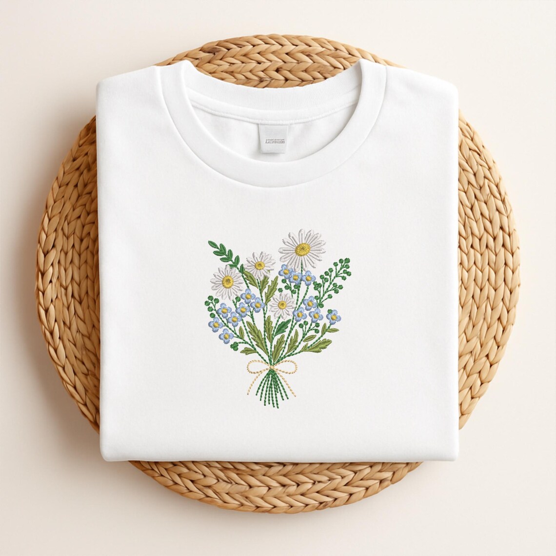 Daisy Forget-me-not Embroidery Design: Floral Bouquet Pattern (EMB File ...