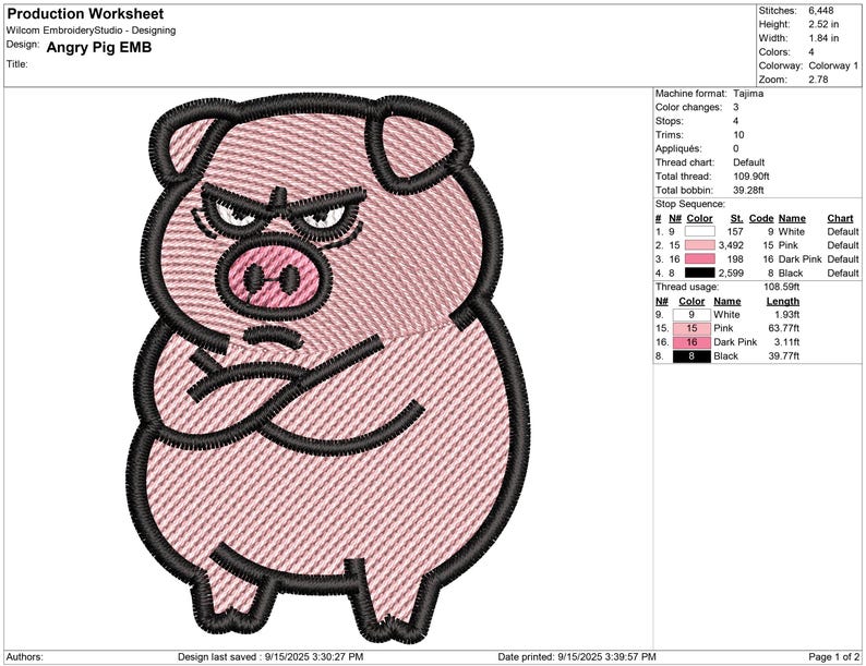 Angry Pig Embroidery Design: Funny Farm Animal Pattern (EMB Files ...