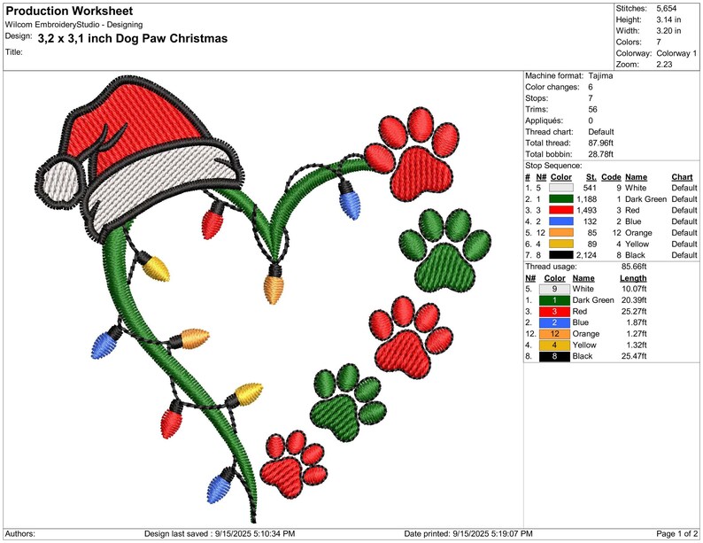 Dog Paw Christmas Embroidery Design: Festive Pet Holiday Pattern (EMB ...
