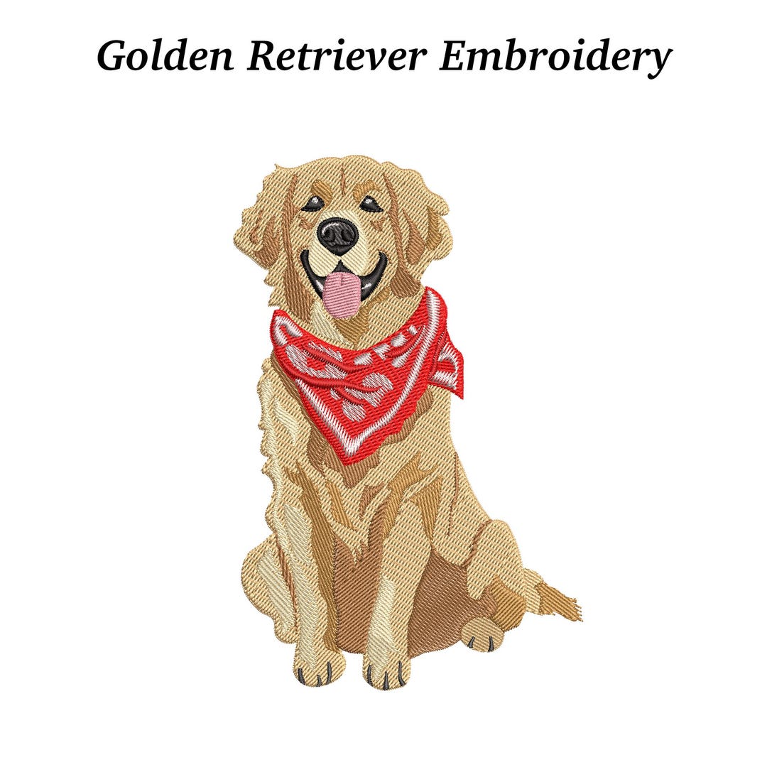 Golden Retriever Bandana Embroidery Design (EMB Included) - Etsy