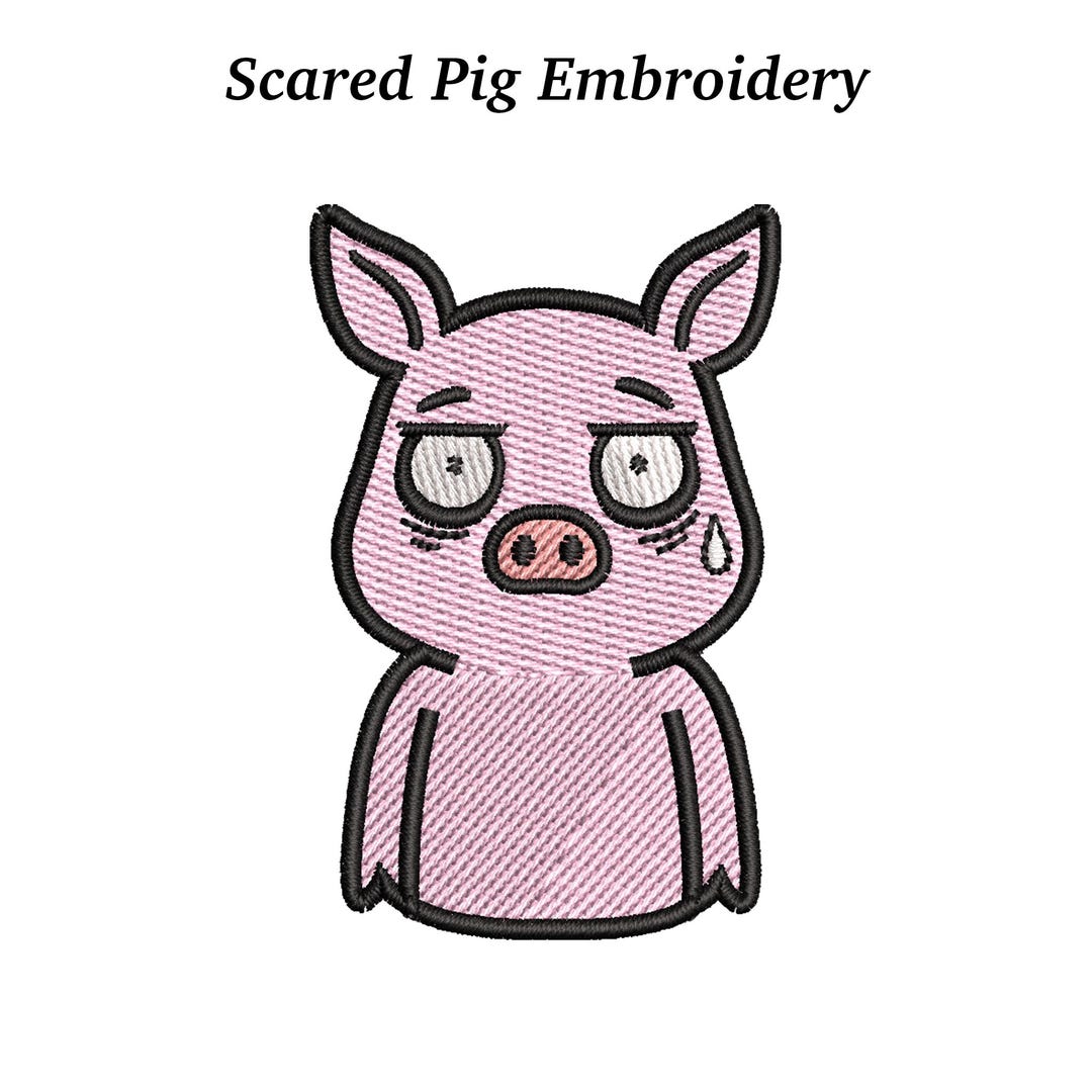 Scared Pig Embroidery Design: Funny Farm Animal Pattern (digital ...