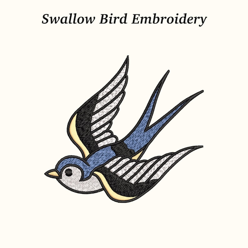 Swallow Bird Embroidery Design: Vintage Tattoo Art (digital Download ...