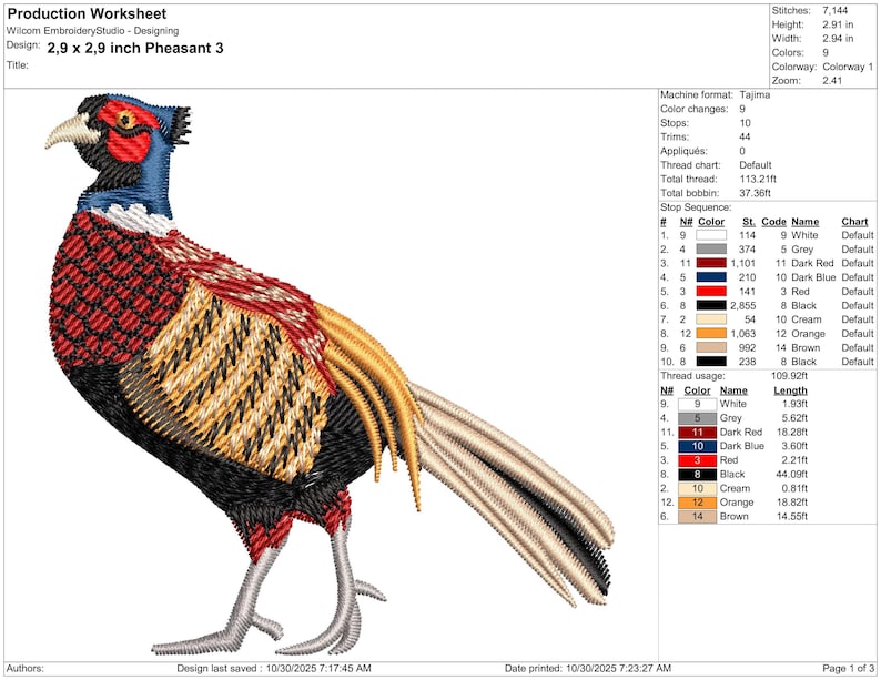 Pheasant Embroidery Design Set, Wild Bird Pattern (EMB Included) - Etsy