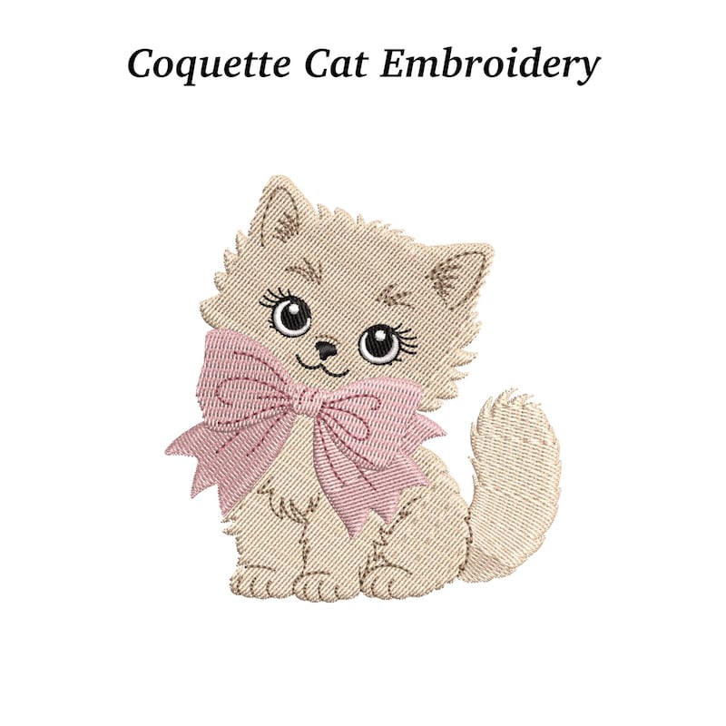 Coquette Cat Embroidery - Etsy