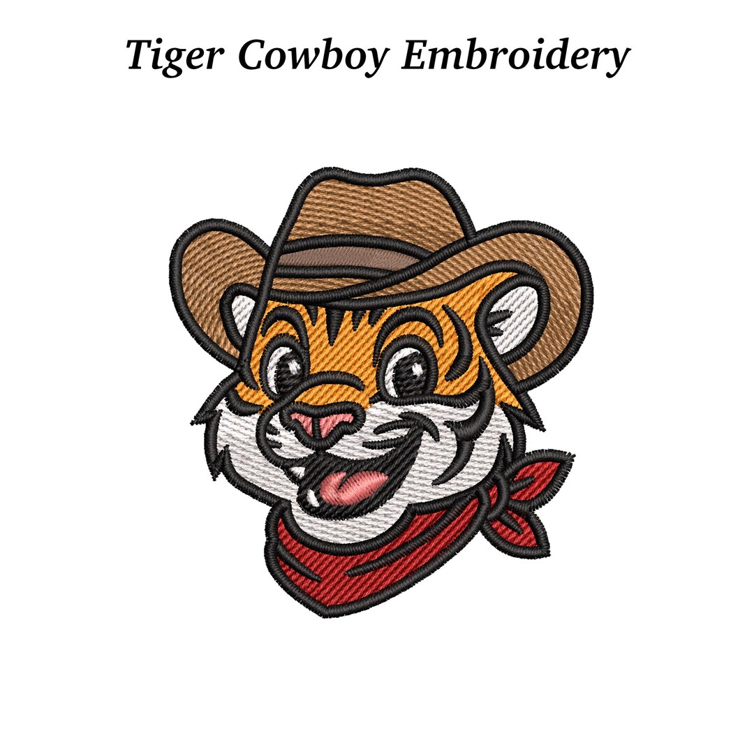Tiger Cowboy Machine Embroidery Design, Wild West Animal (EMB Included ...