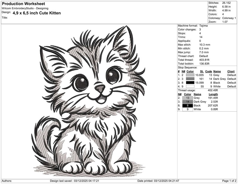Cute Kitten Embroidery Design | Adorable Cat Digital Pattern | Instant ...